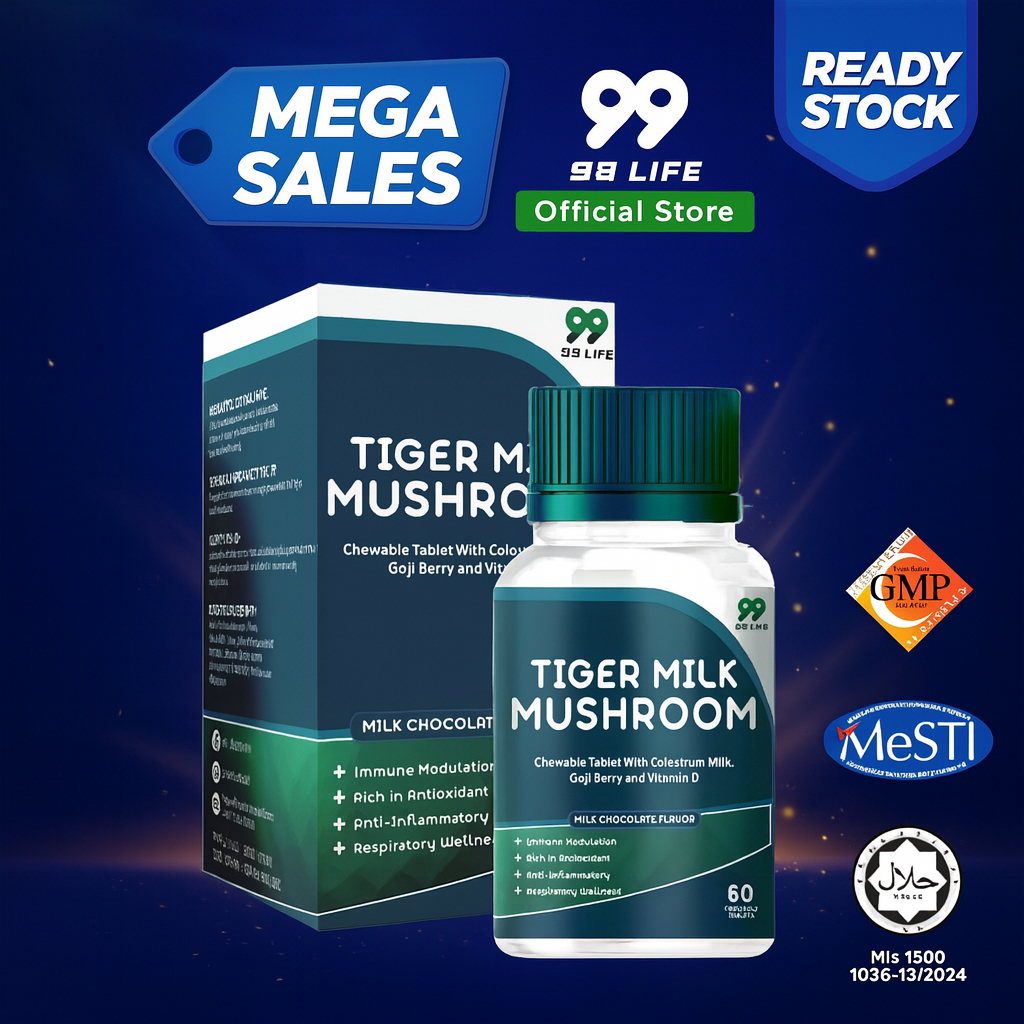 Mega Sales 99Life Tiger Milk Mushroom Boost Immune & Respiratory Health (60 Tablet) | Shopee ...