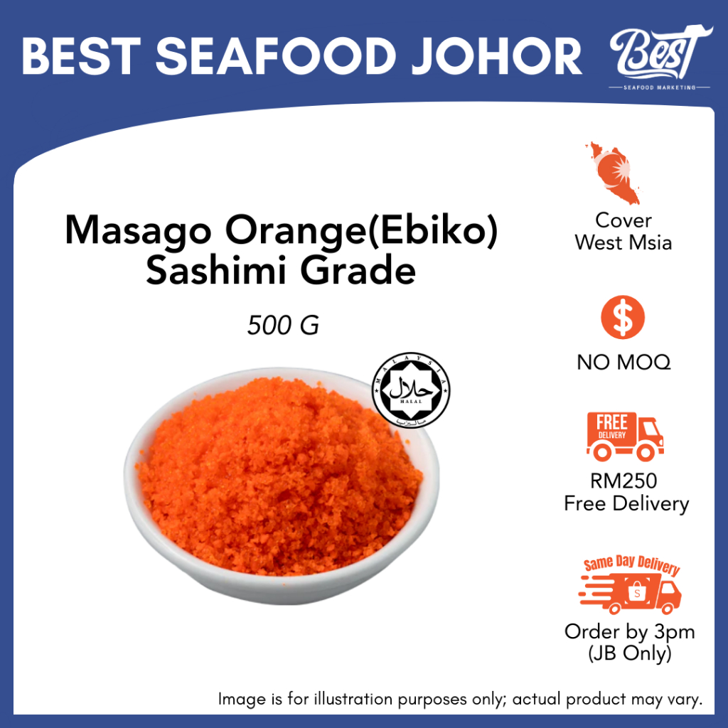 [WHOLESALE] Masago Orange (Ebiko) Sashimi Grade 500g 鱼卵 / 鱼籽 | Seasoned ...