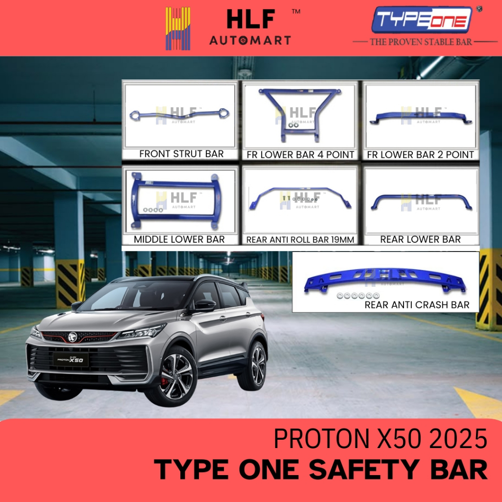 Type One Safety Bar for Proton X50 2025 | Strut & Anti Roll Bar | Rear ...