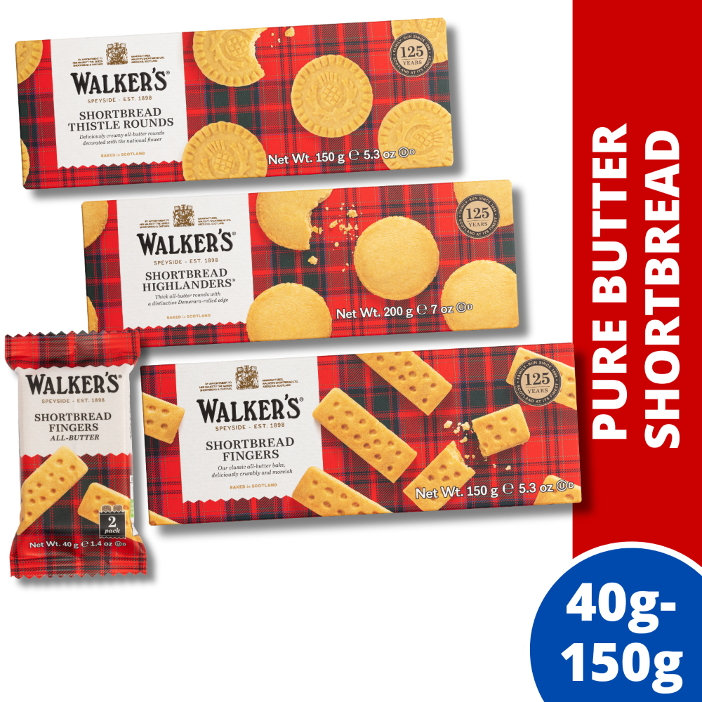 Walkers Pure Butter Shortbread - Assorted (Fingers/Almond/Rounds 150g ...