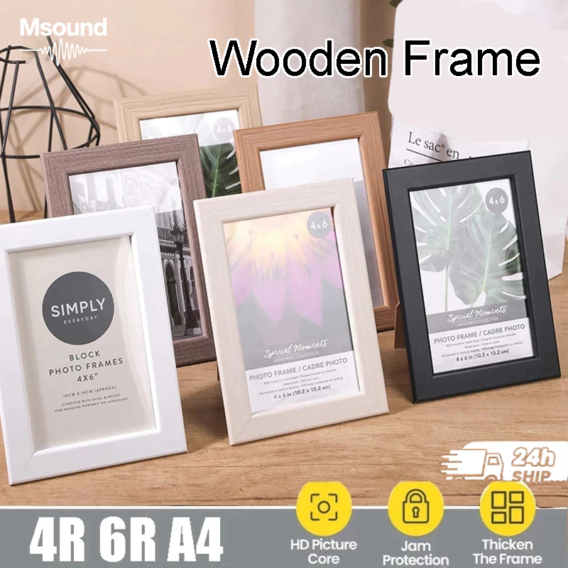 【M】【COD】4R 6R 8R A4 Modern Wood Photo Frame Simple Fresh Design for ...