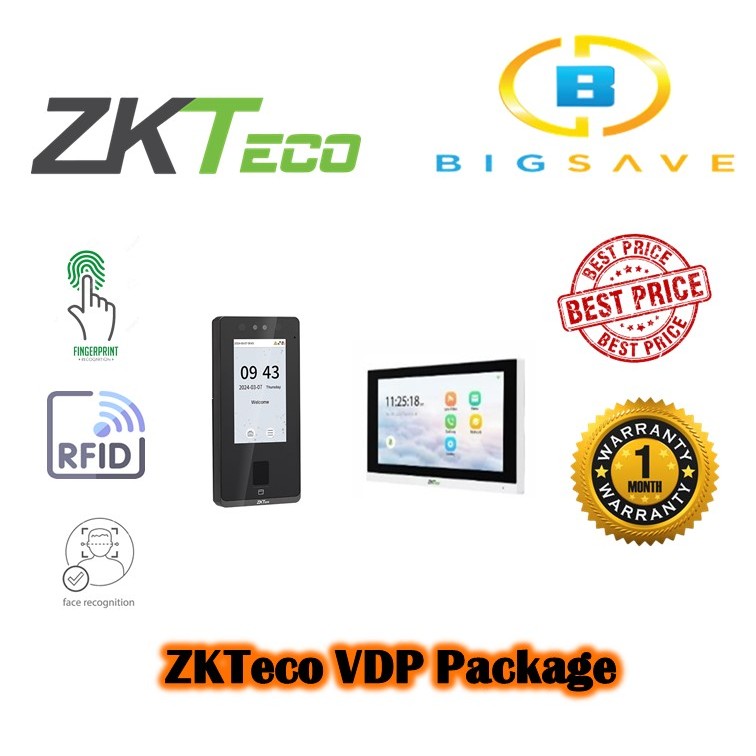 ZKTECO VDP PACKAGE SENSEFACE 4A ID / MF ACCESS TERMINAL & VT07-B01 IP 7 ...