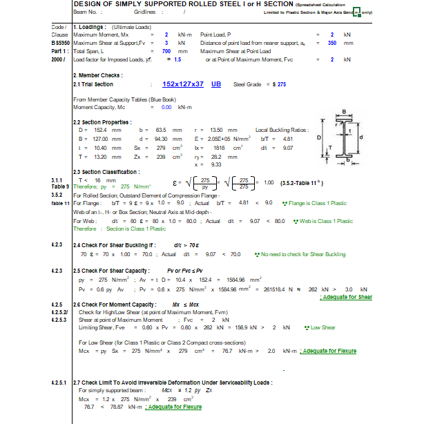 Steel Section I-Beam Design Excel Spreadsheet | Shopee Malaysia