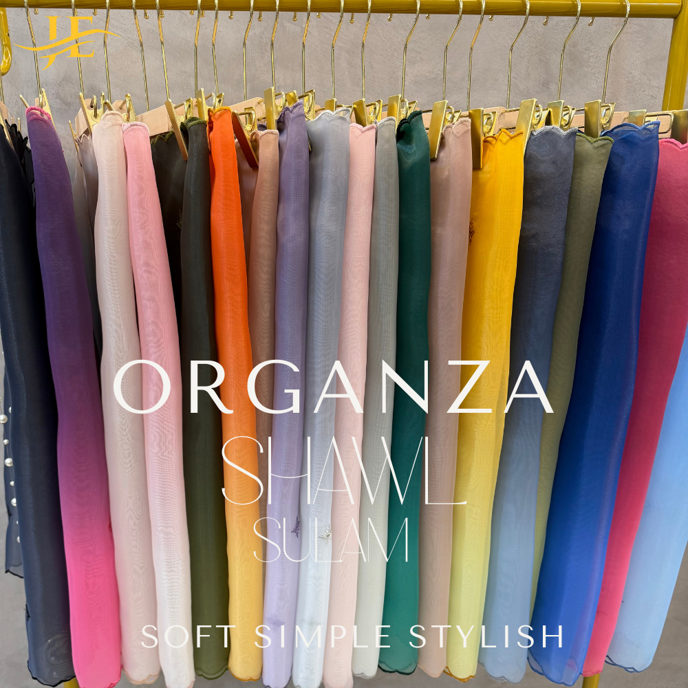 Two Tone Shawl Organza Embroidered Malay Organza Shawl Scarf Klasik ...