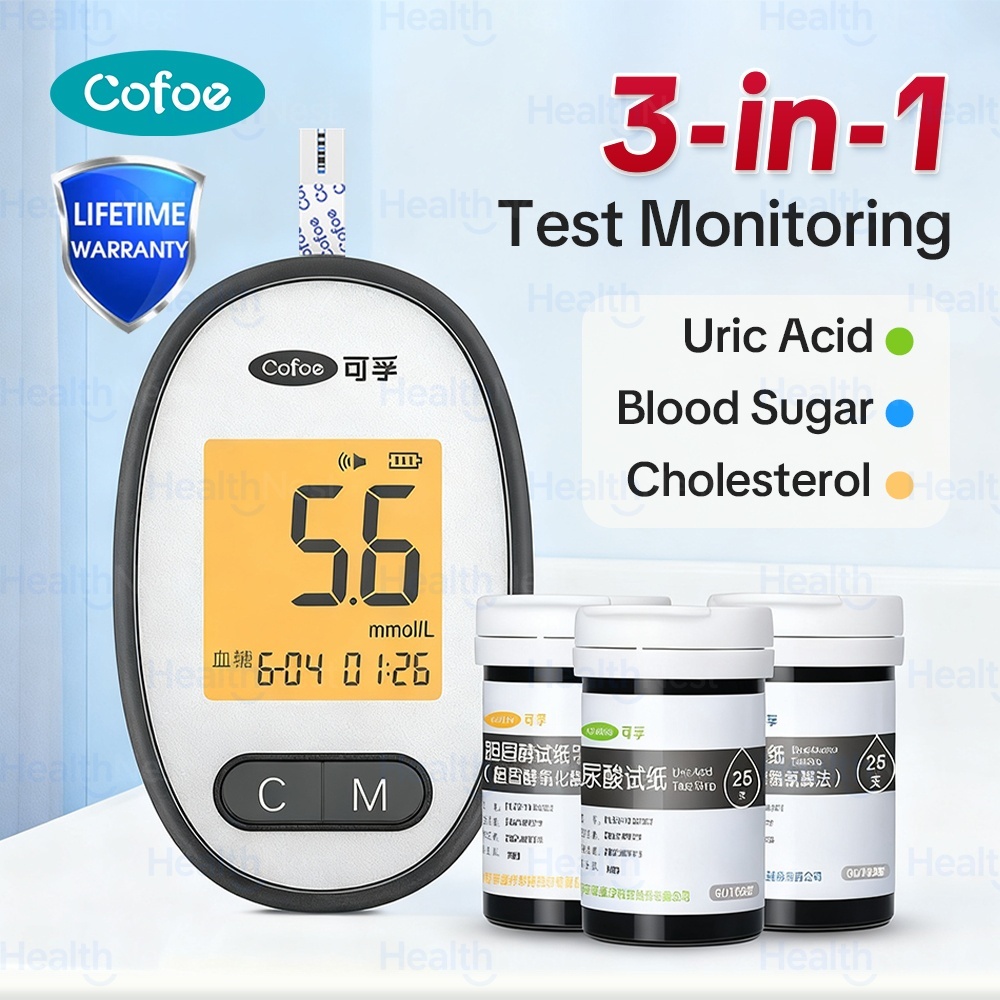 Cofoe 3 in 1 Cholesterol & Uric Acid & Blood Glucose Household ...