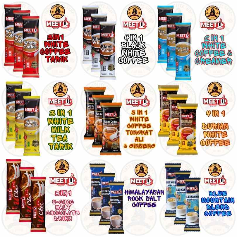MEET U - INSTANT PREMIX COFFEE DRINK - WHITE COFFEE, CHOCOLATE, MILK ...