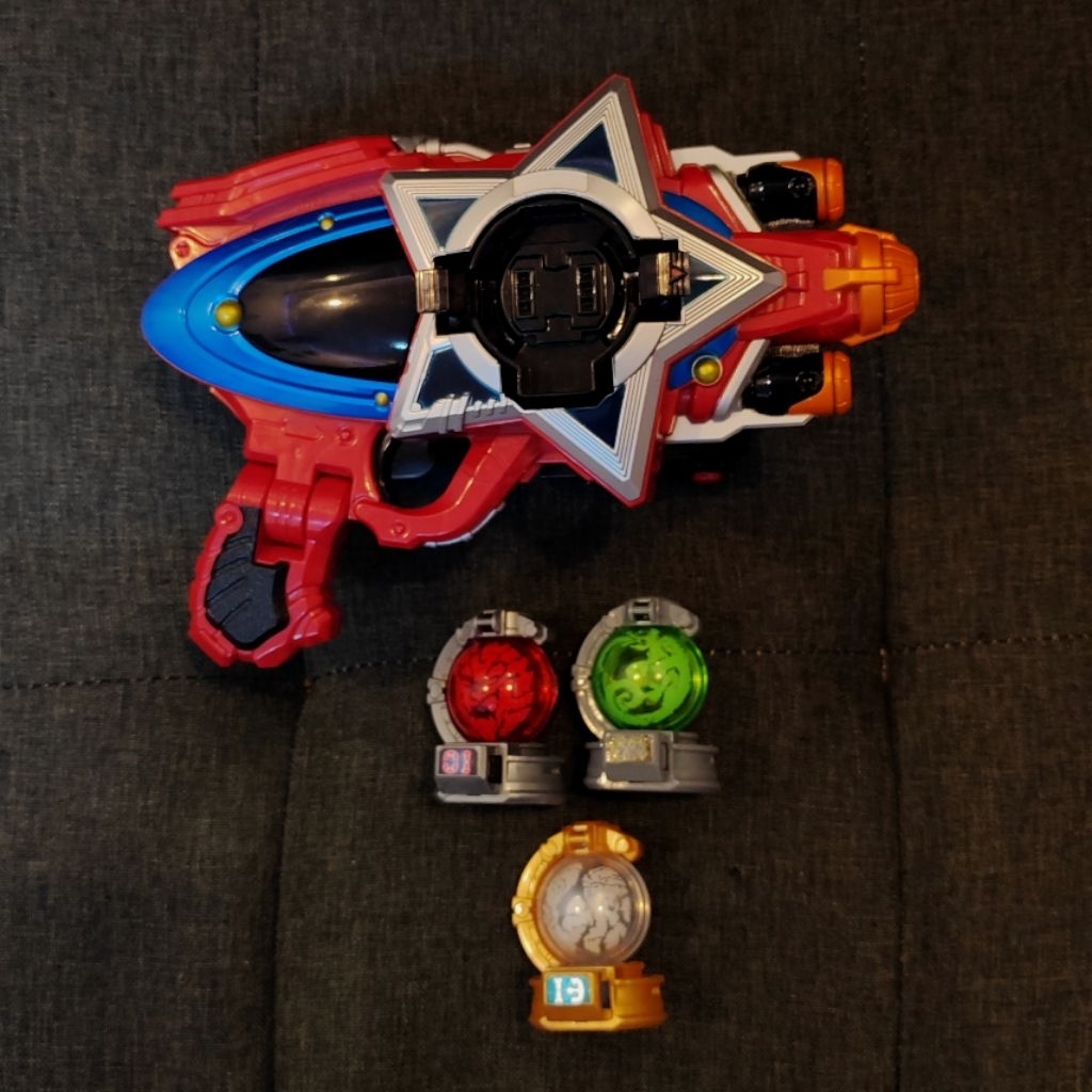 USED BANDAI DX Seiza Blaster + 3x Kyutama Kyuutama Uchu Uchuu Super ...