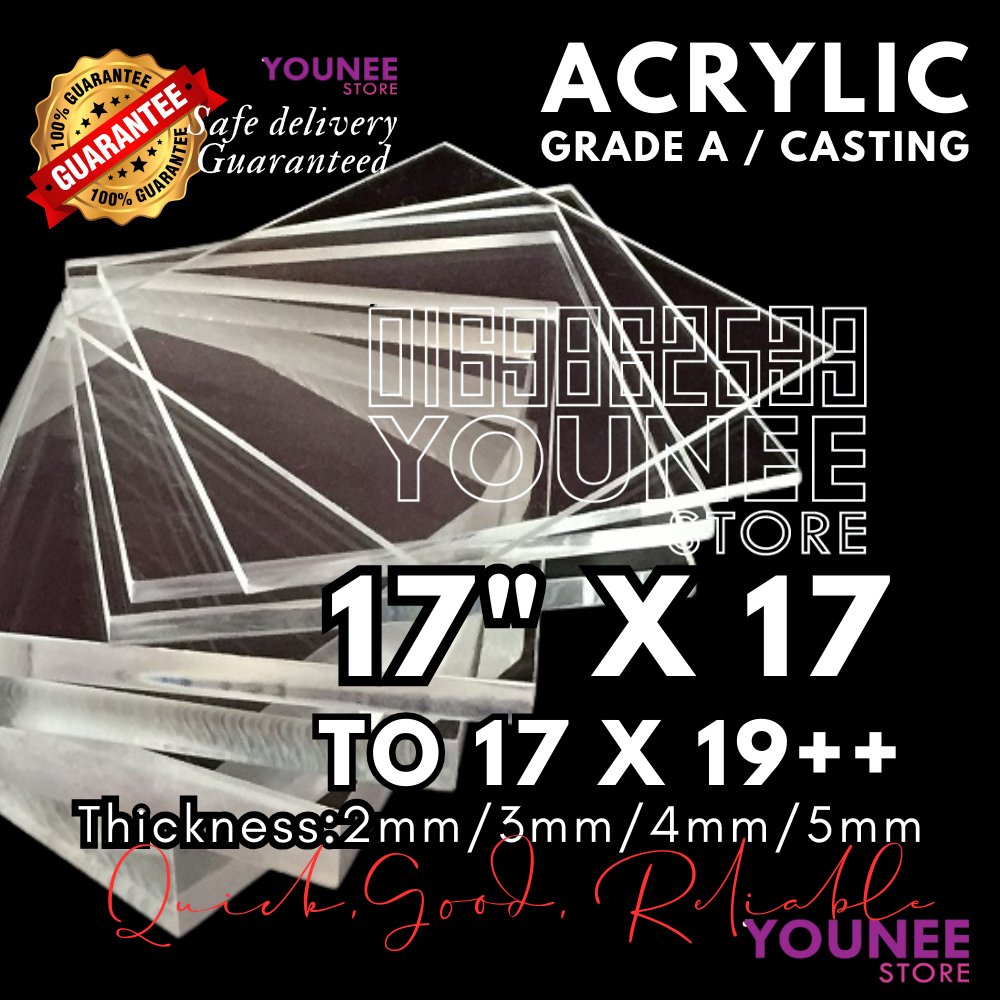 17 x 17 inches to 19++ inches acrylic sheet with 2mm, 3mm 4mm and 5mm ...