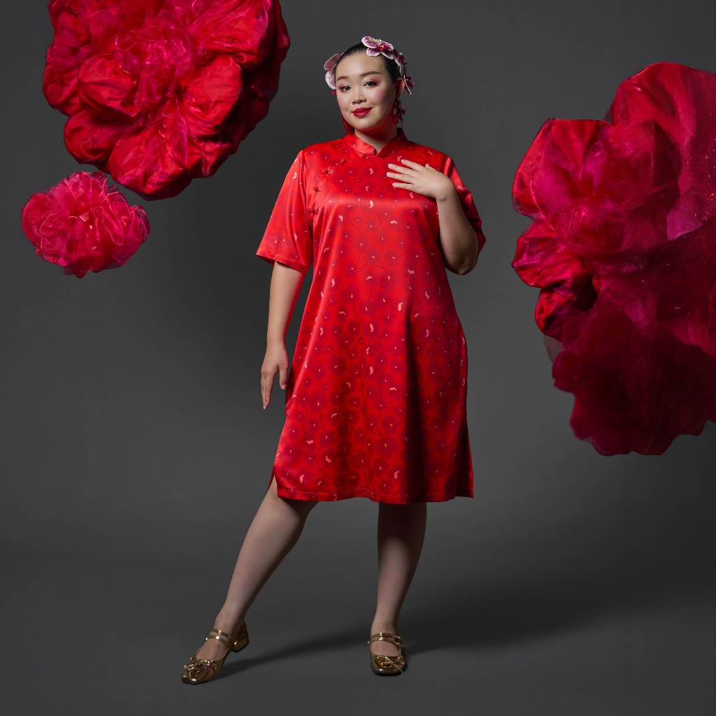 MS. READ Printed Qi Pao | Size UK12-24 | Red | ML53248-D | Shopee Malaysia