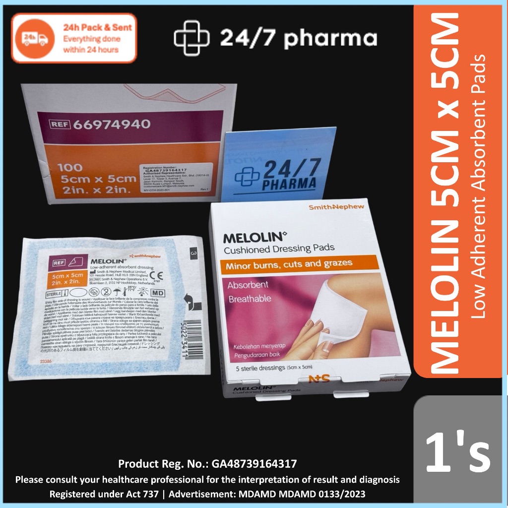 Melolin [5cm x 5cm] Dr Wound Care Smith & Nephew Absorbent Dressing Pad ...