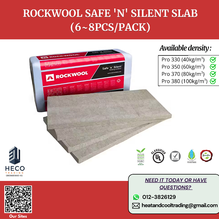 Rockwool Safe 'n' Silent Slab Rock Wool (6~8pcs/pack) Wall Sound ...
