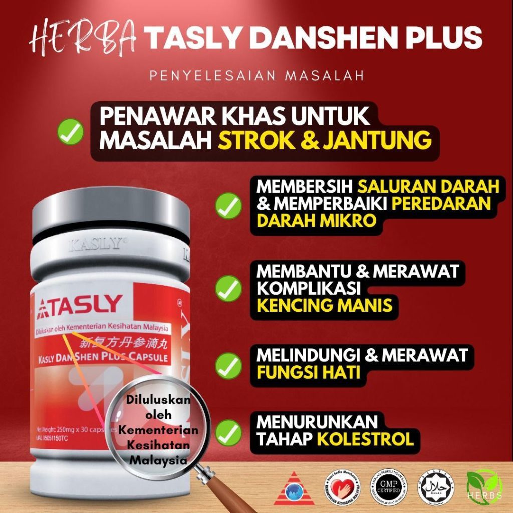 TASLY DANSHEN PLUS 30 DRIPPING PILLS DIABETES KENCING MANIS HEART ...
