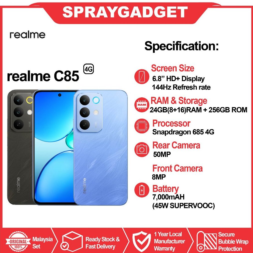 realme C85 5G/4G (24GB*(8+16)RAM + 256GB ROM) 7,000mAH Ultra Battery l ...