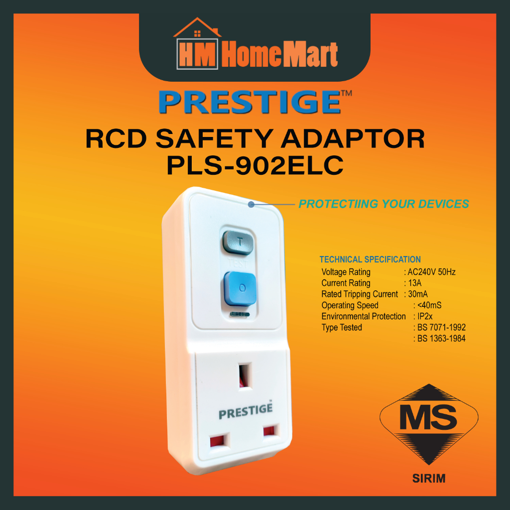 PRESTIGE RCD Safety Adaptor (SIRIM) (1 Year Warranty) | Shopee Malaysia