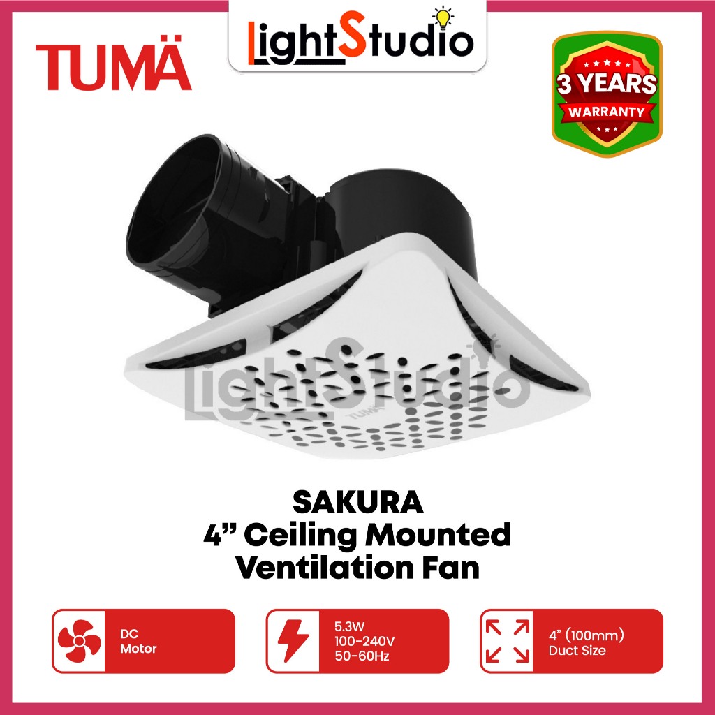 TUMA SAKURA 4" Premium Ceiling Mounted Ventilation Fan BVN21A007 ...