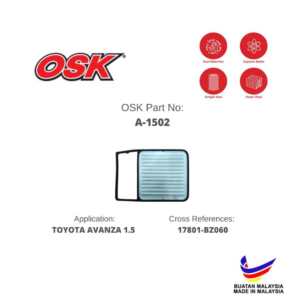 OSK AIR FILTER FOR TOYOTA AVANZA 1.5 17801-BZ060 | Shopee Malaysia