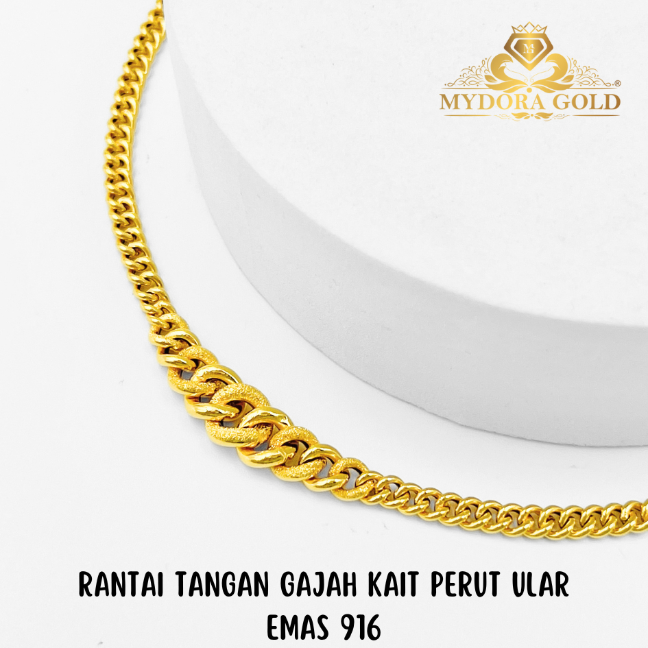 MYDORA Rantai Tangan Gajah Kait Perut Ular | EMAS 916/22k | Shopee Malaysia