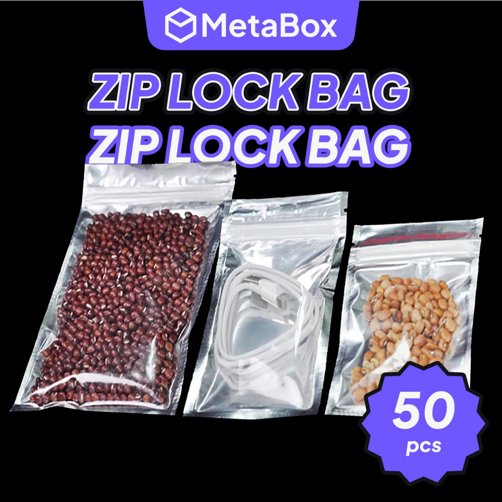 50pcs Zip Lock Bag Aluminium Foil Transparent Food Pouch Beg Plastik ...