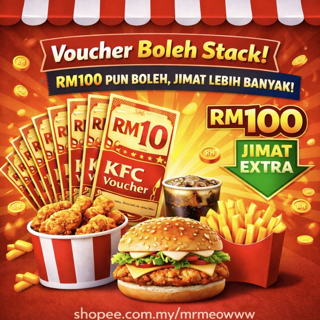 KFC Voucher RM10 E-Voucher | Boleh Stack | Jimat | Shopee Malaysia
