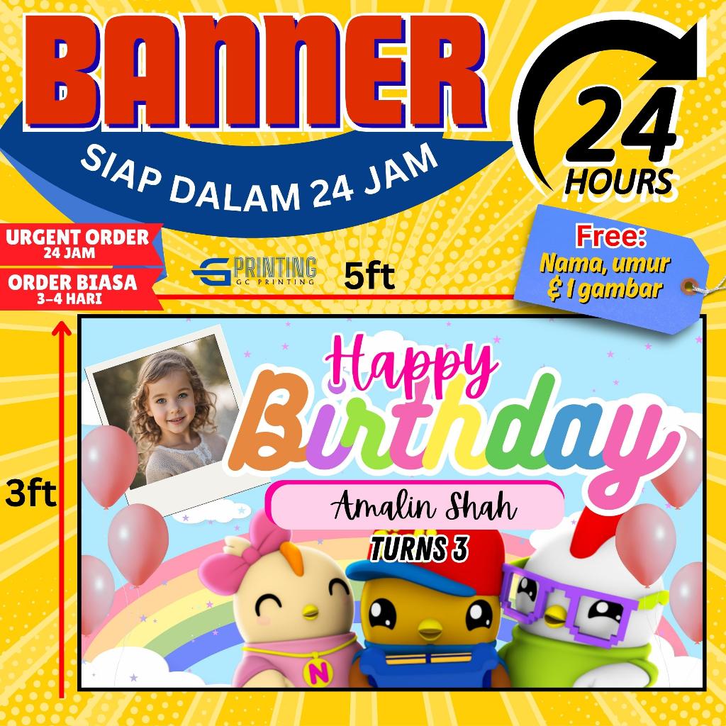 DIDI & FRIENDS Birthday Banner 3' x 5' (Free 4 Lubang) | Shopee Malaysia