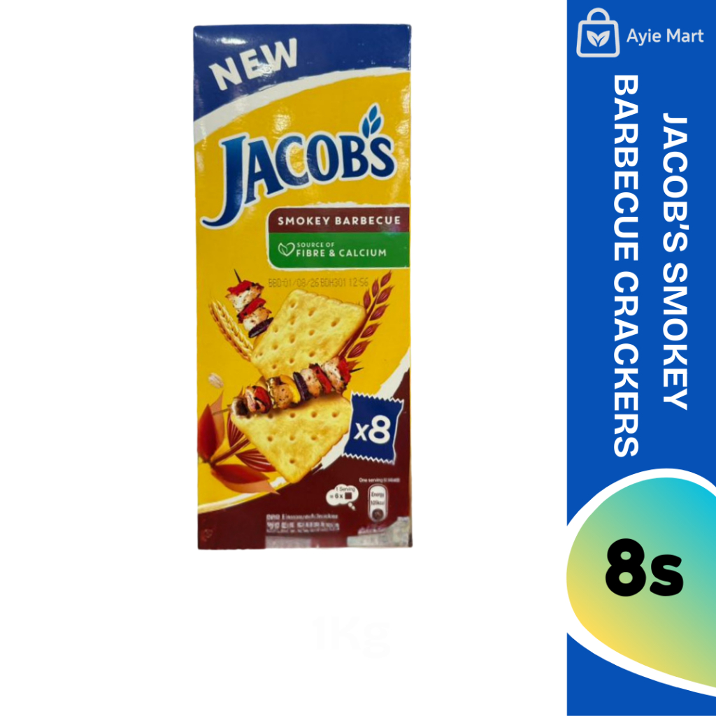 JACOB’S Smokey Barbecue Crackers 8 x 21.5g | BBQ Flavoured Cracker ...