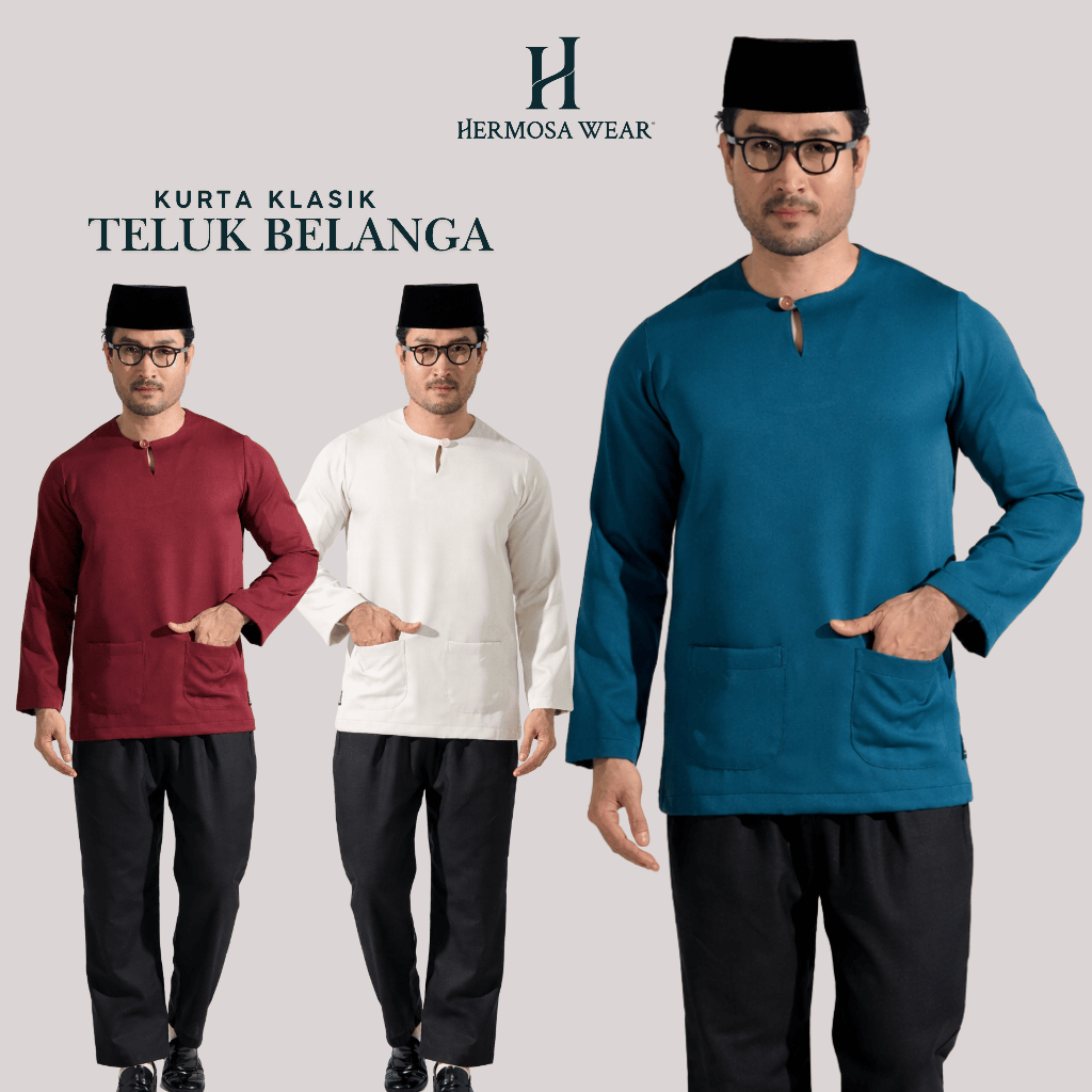 KURTA KLASIK TELUK BELANGA LELAKI TRADISIONAL MODEN KAIN SELESA PLUS ...