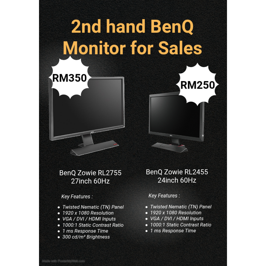 🌟[USED]🌟Budget PC Monitor / 27" inch / 24'' inch / Gaming Monitor 60Hz ...