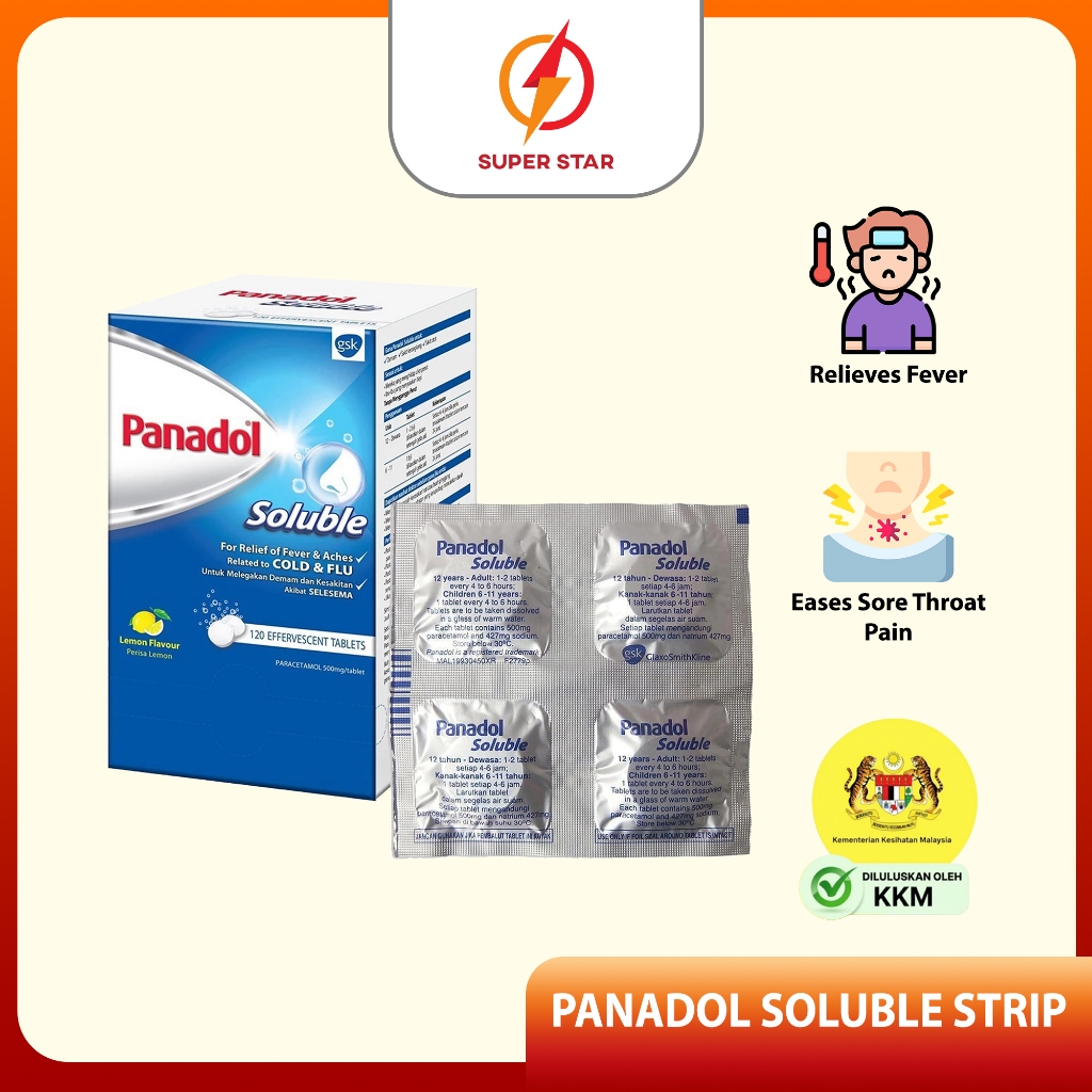 Panadol Soluble Effervescent (Lemon Flavour) 4 Tablets (1 Strip ...