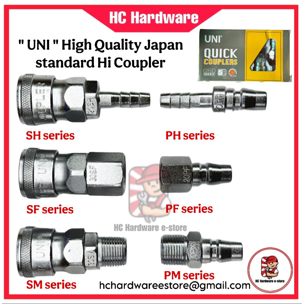 [ UNI ] Hi Coupler Quick connect coupling air cupla air compressor ...
