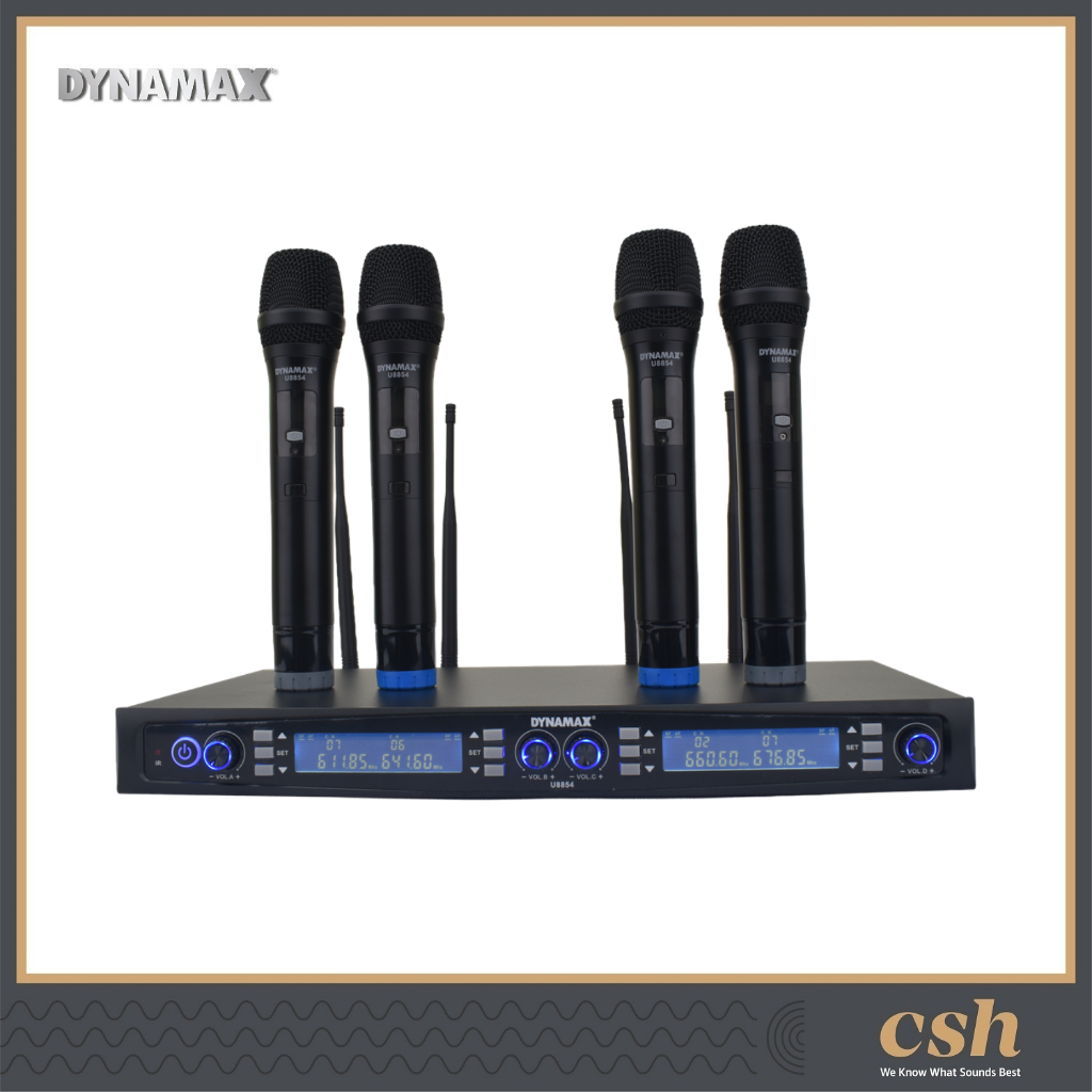 DYNAMAX U8854 Professional PLL 4 Channel UHF Wireless Microphone ...