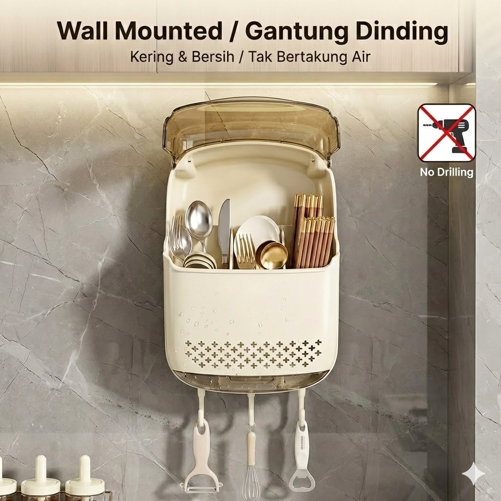 Bekas Kutleri Gantung Dinding – Wall Mounted Cutlery Storage Box Space ...
