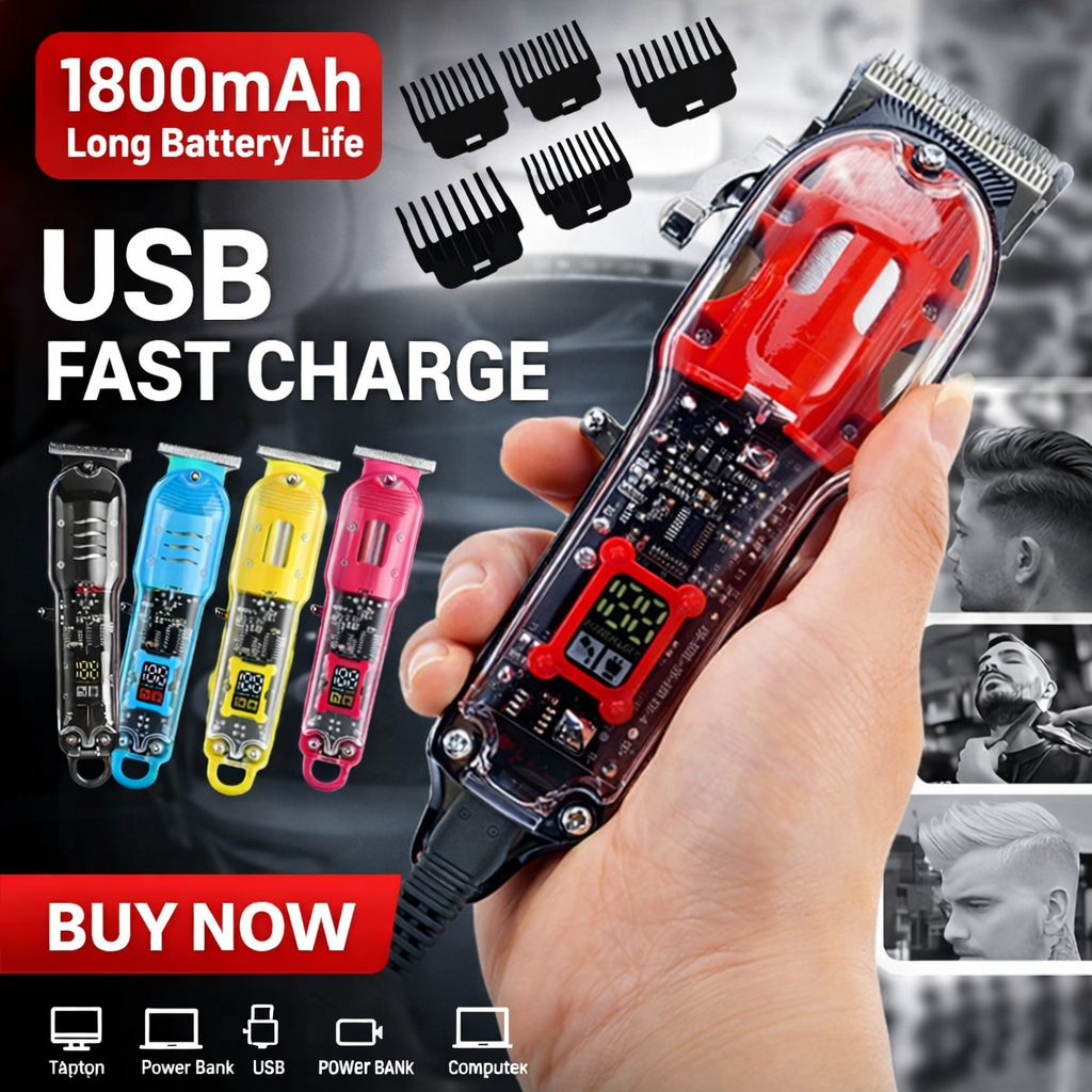 Transparent Trimmer Hair Clipper Rechargeable Small Silent Electric ...