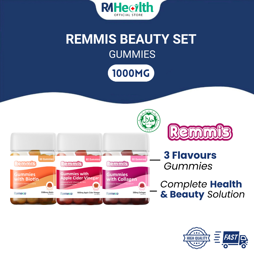 [HALAL] Remeco Remmis Beauty Set Gummies (Apple Cid Vin+Biotin+Collagen ...