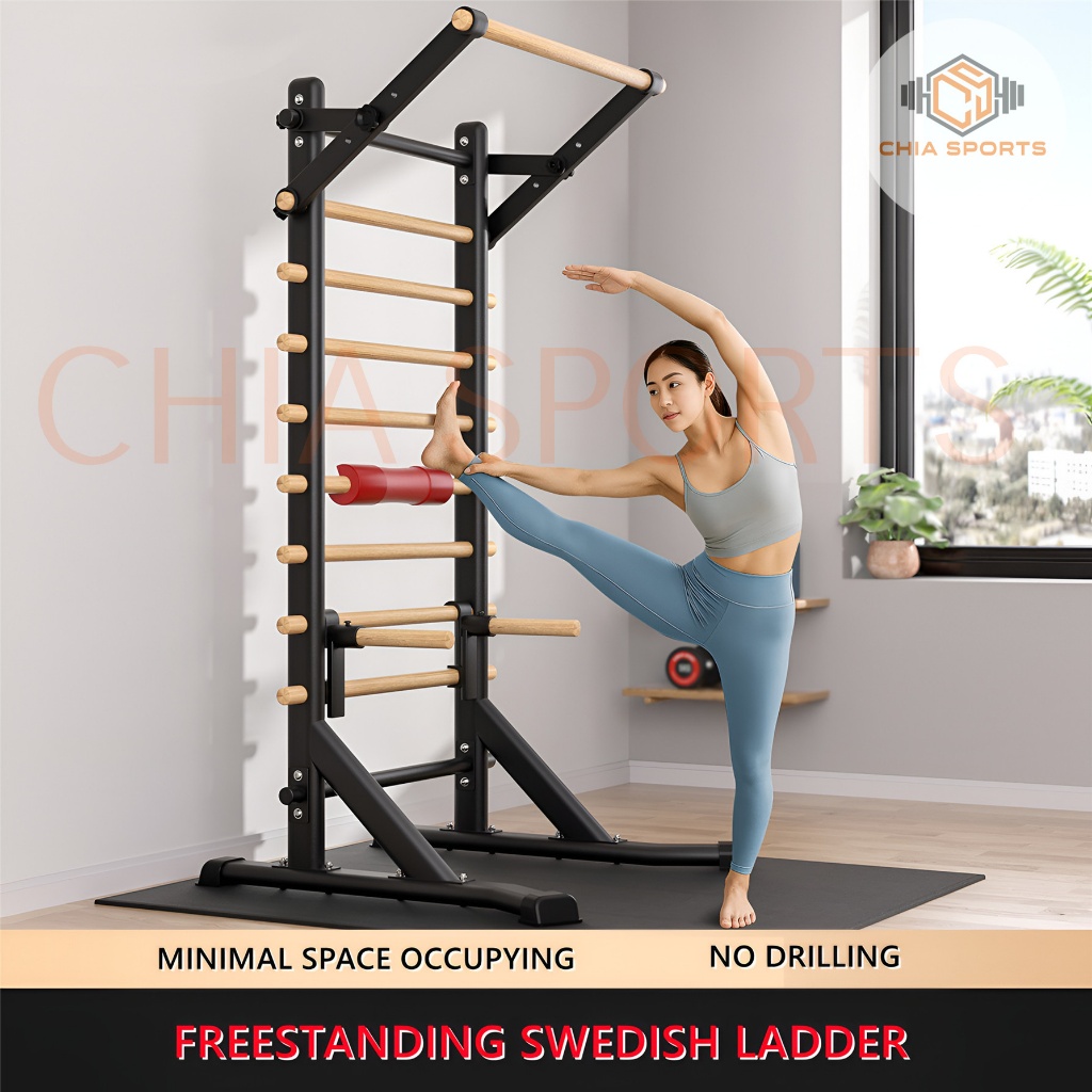 WOODEN SWEDISH LADDER STALL BAR CALISTHENICS GYMNASTICS PILATES FITNESS ...