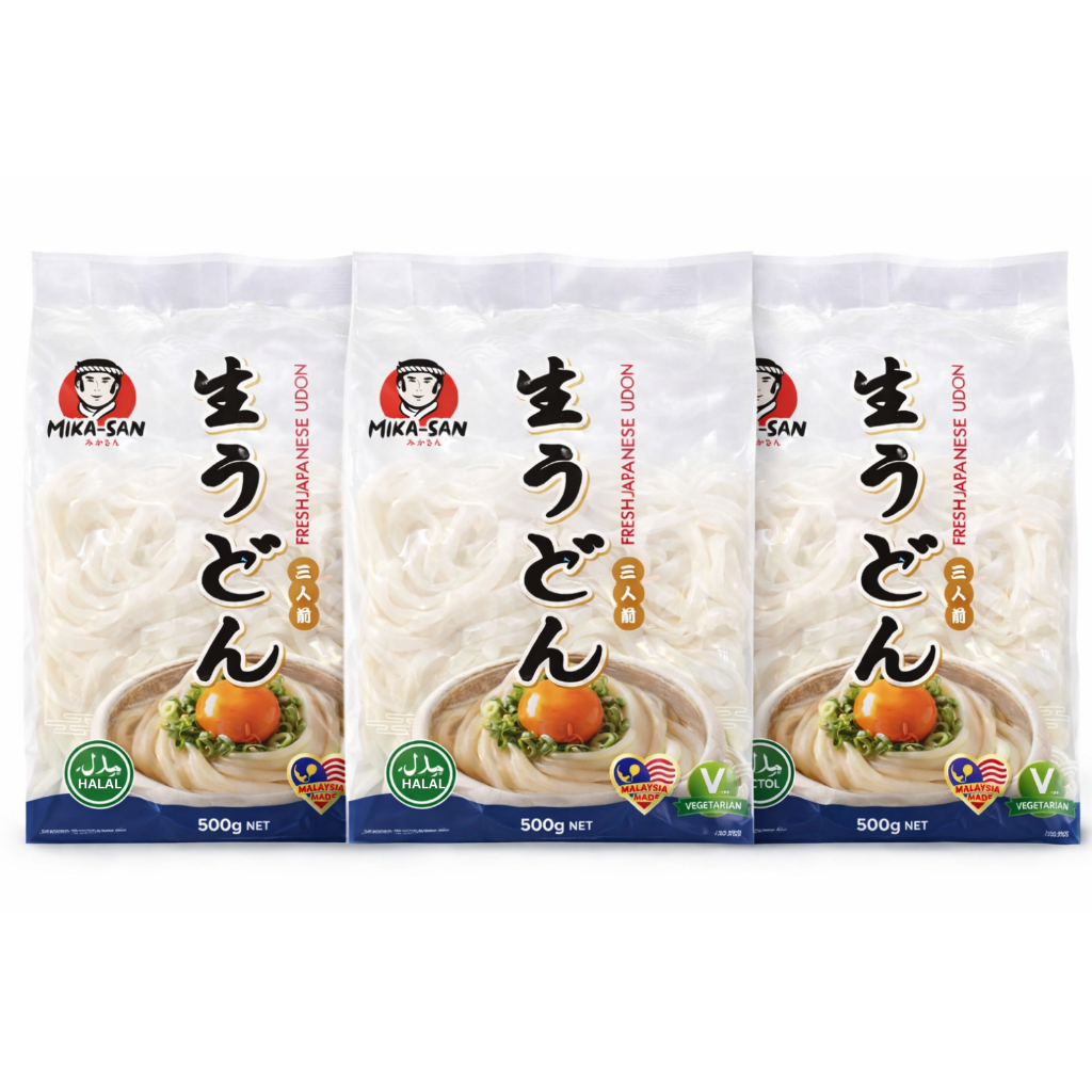3 Pack/Set Fresh Japanese Nama Udon 500g Mikasan Udon Halal Vegetarian ...