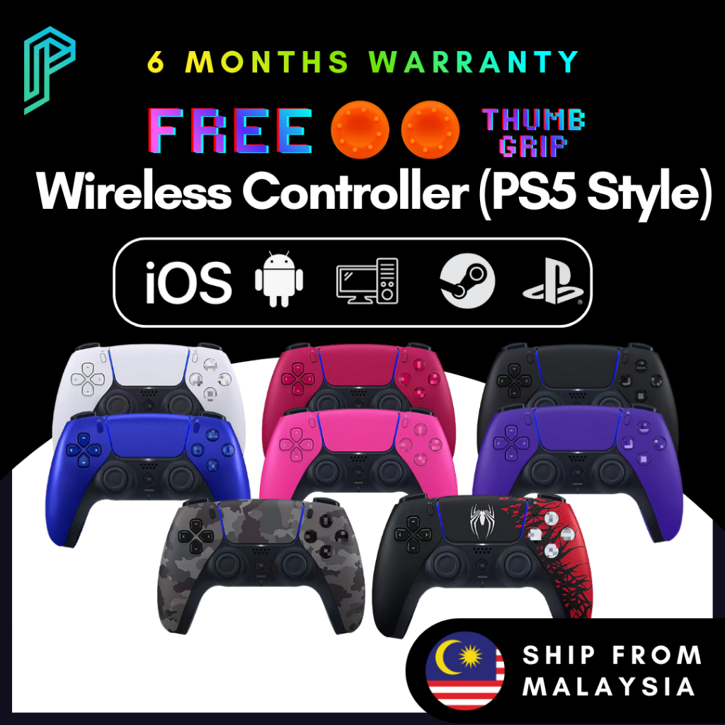 [SHIP FROM MALAYSIA] Wireless Game Controller Bluetooth PS5 Style&Wired ...