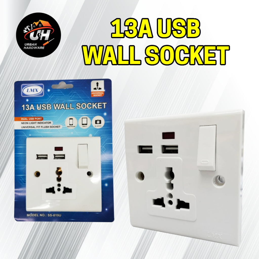 LMX 13A USB WALL UNIVERSAL SOCKET (112072) | Shopee Malaysia