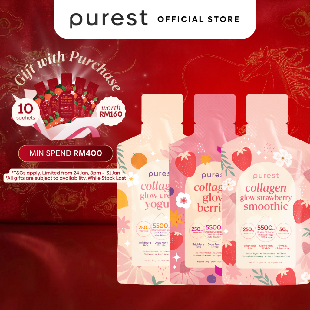Purest Co Collagen Trio Starter Pack 30 sachets - For Firm & Glowing ...