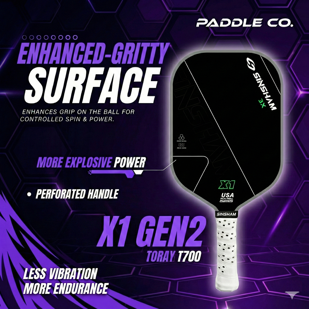 Pickleball Paddle Carbon Fiber X1 Gen 2 Raw T700 Thermoformed Sandblast ...