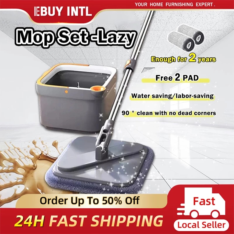 EBUYINT M16 Spin Mop Set Bucket Automatic Magic Rotating Mop Lazy Mops ...