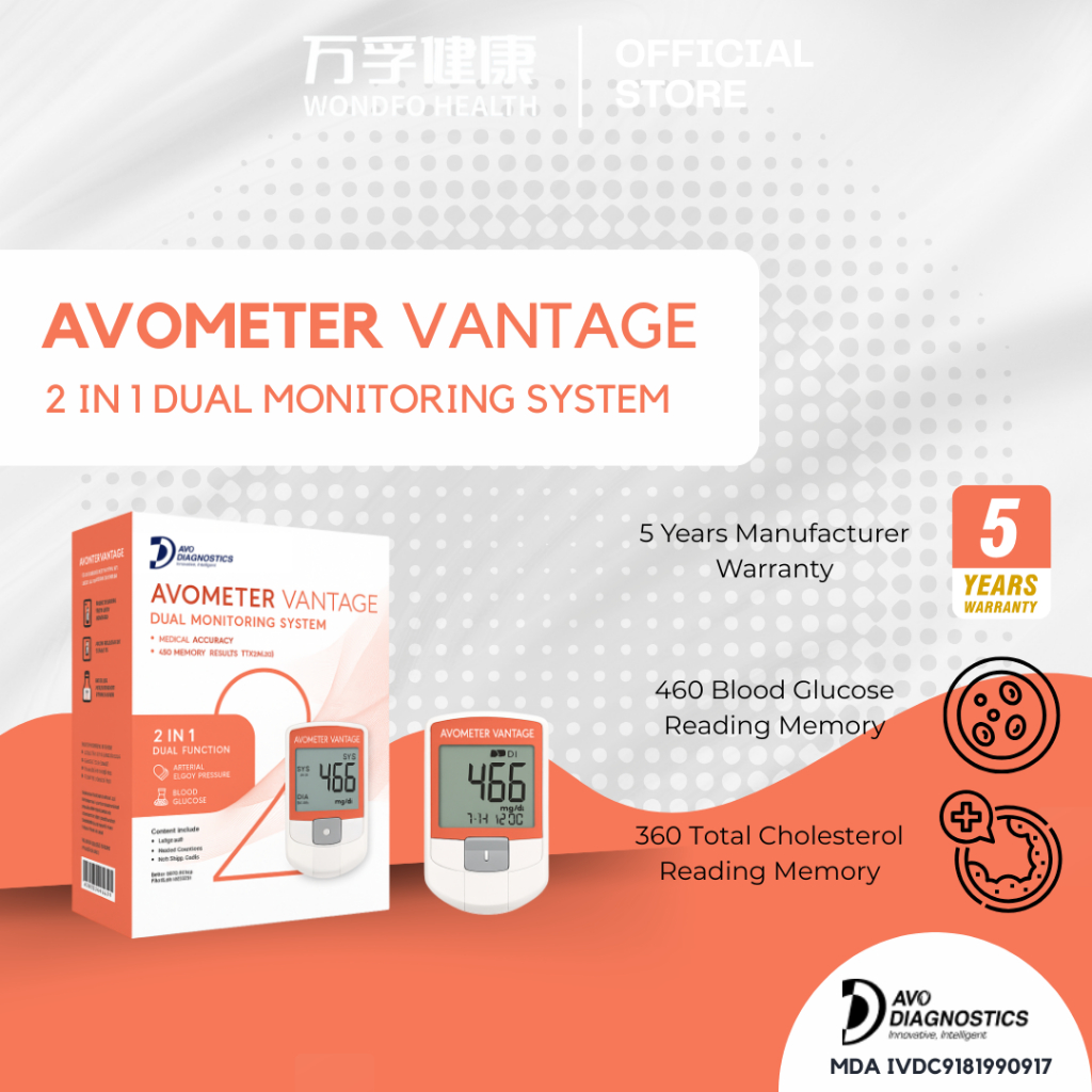 AVOMETER VANTAGE 2in1 Cholesterol & Glucose Dual Health Monitoring ...