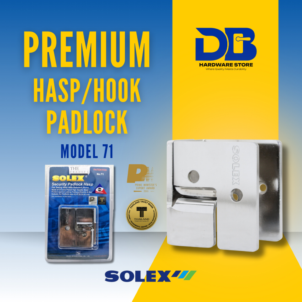 DB 100% Original Solex Premium HASP HOOK PADLOCK MODEL 71 Anti-Cut ...
