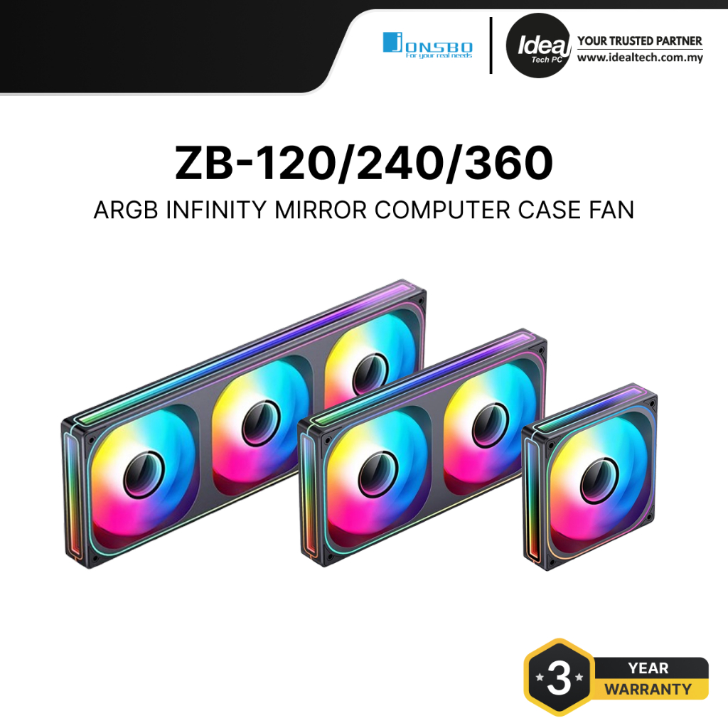 JONSBO ZB-120/240/360 | BLACK / WHITE | 28MM INFINITY MIRROR ARGB CASE ...