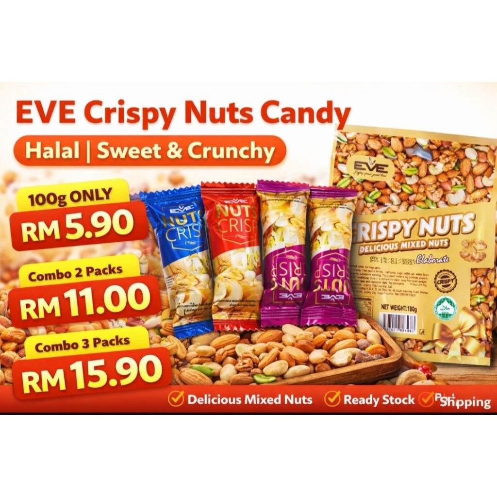EVE Crispy Nuts Candy – Delicious Mixed Nuts Snack | Halal | Crunchy ...