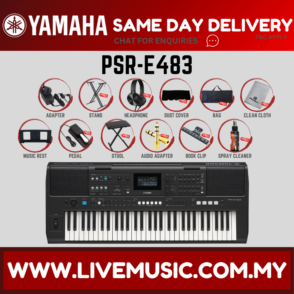 YAMAHA PSR-E483 61Keys Keyboard Piano w/Accessories ( PSRE473 / E473 ...