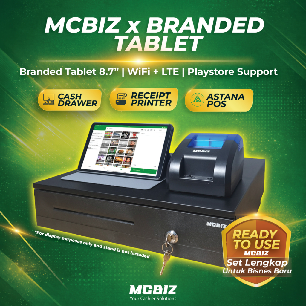 MCBIZ X BRANDED Mesin Cashier Digital Mobile Tablet POS (LTE + WiFi ...