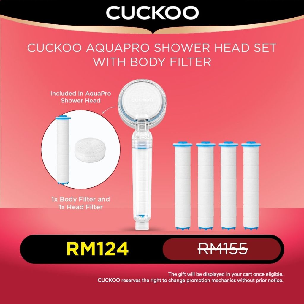 CUCKOO AquaPro Filtered Shower Head with Body Filter Set-ESS0130 ...