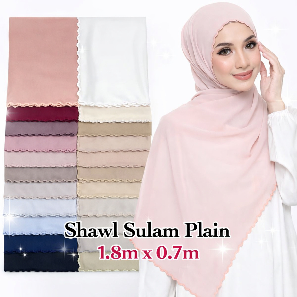 Selendang Chiffon Sulaman Satin Elegan Reka Bentuk Hijab Bergaya Kain ...