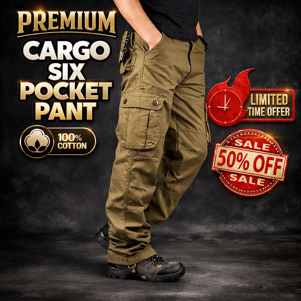 Seluar Kargo Slack 6 Poket All size 28-48 Kain Tebal Cargo Pant Multi ...
