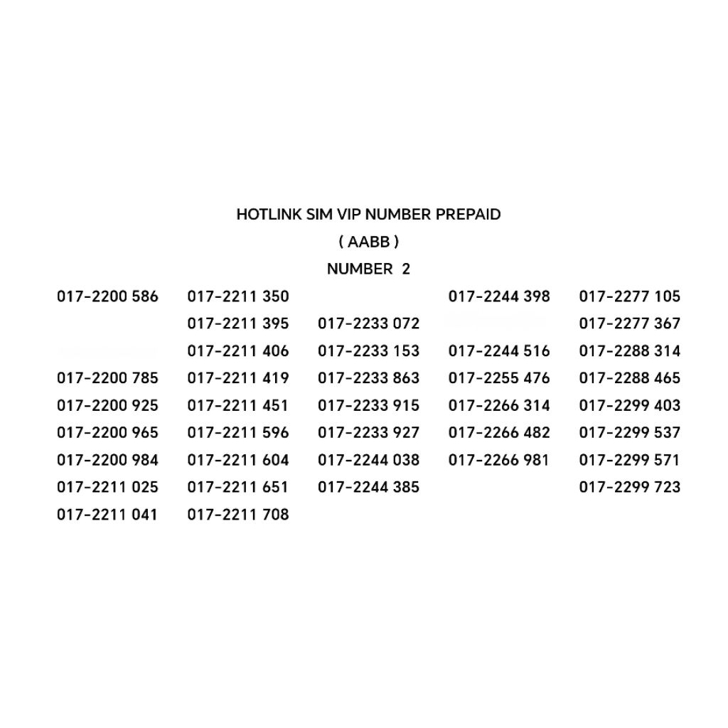 Hotlink Sim VIP Number Prepaid ( AABB ) | Shopee Malaysia